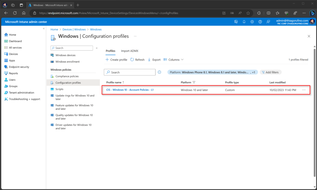 CIS Benchmark para Windows 10/11 com Intune (JSON)